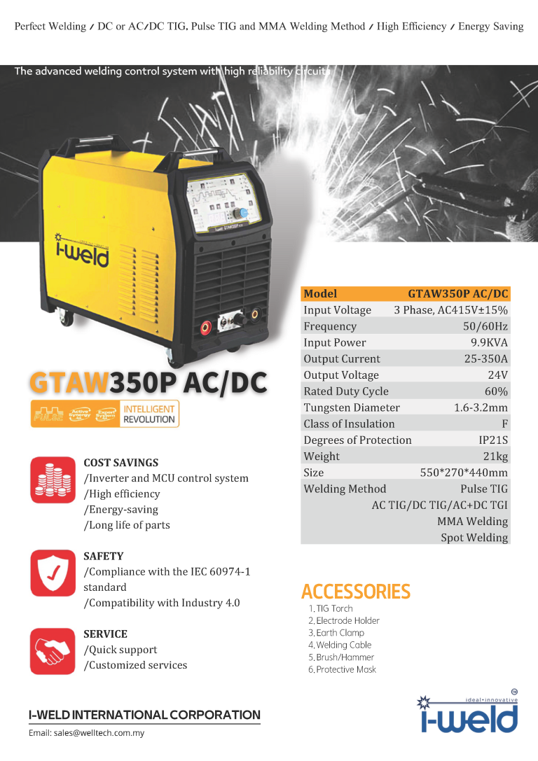 i-WELD GTAW350P AC/DC TIG Welding Machine - Totalwell Machinery ...