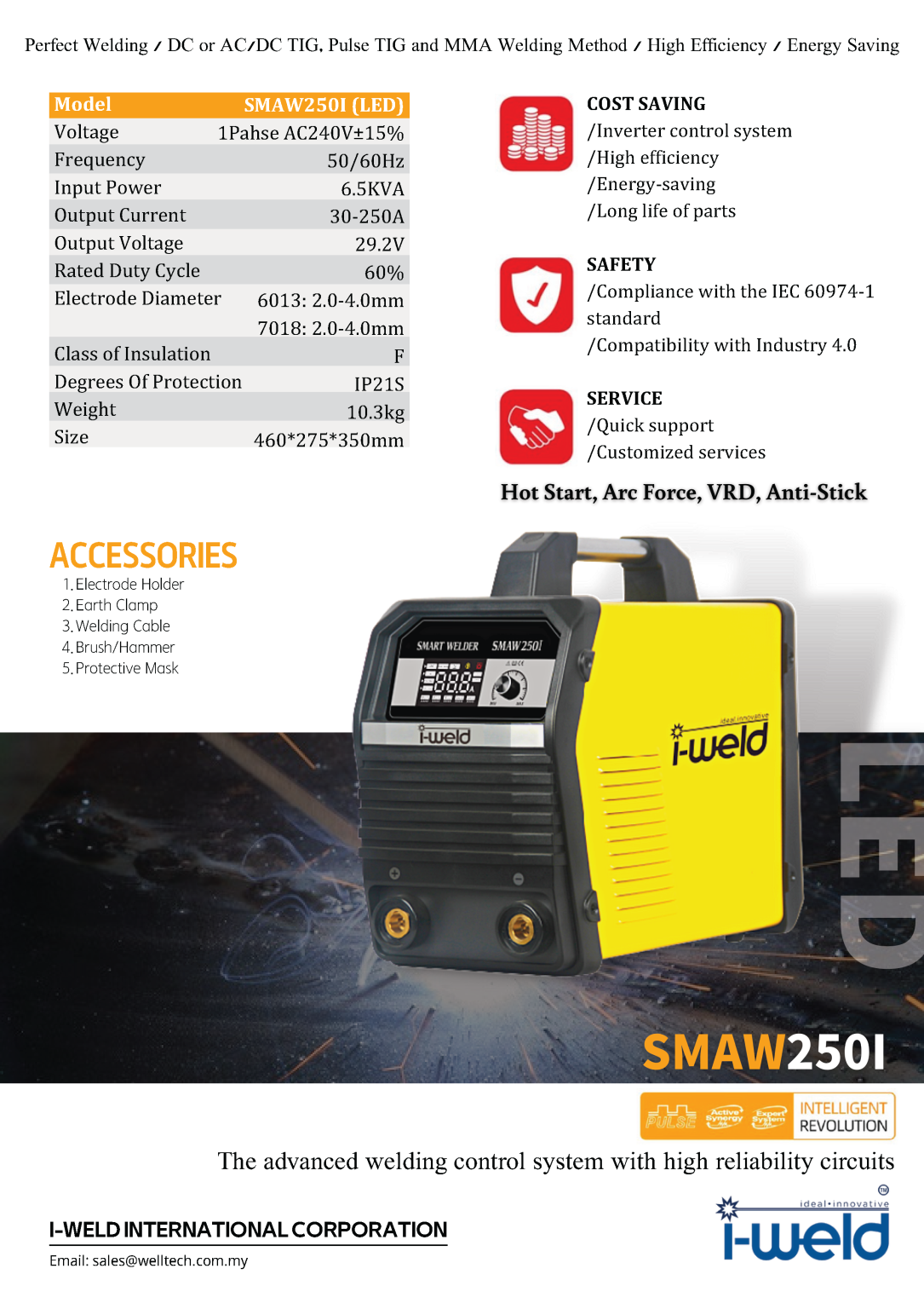 i-WELD SMAW250I MMA Welding Machine - Totalwell Machinery Hardware Sdn Bhd