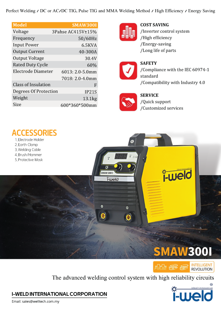 i-WELD SMAW300I MMA Welding Machine - Totalwell Machinery Hardware Sdn Bhd